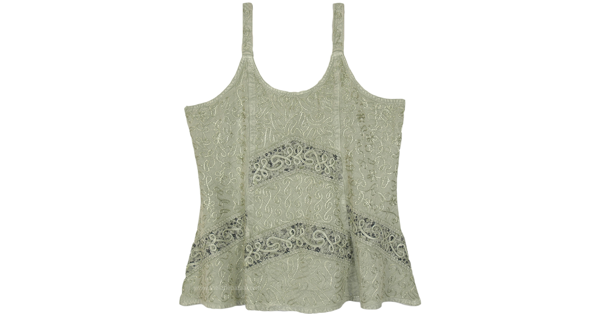 Pistachio Green Bohemian Fairy Tank Top | Tunic-Shirt | Green ...
