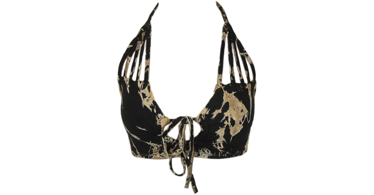 Mono Strands Tiedye Short Crop Top | Tunic-Shirt | Black | Sleeveless ...