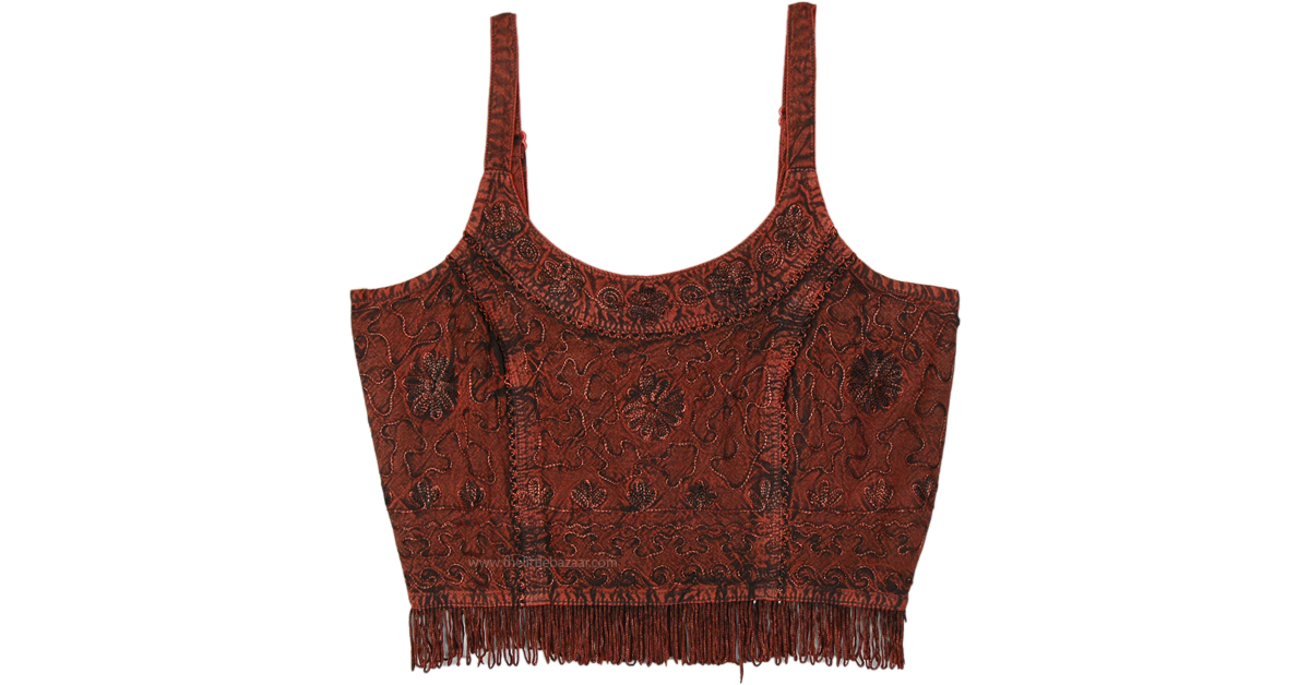 Queen Maroon Bohemian Crop Top | Tunic-Shirt | Red | Sleeveless, Beach ...