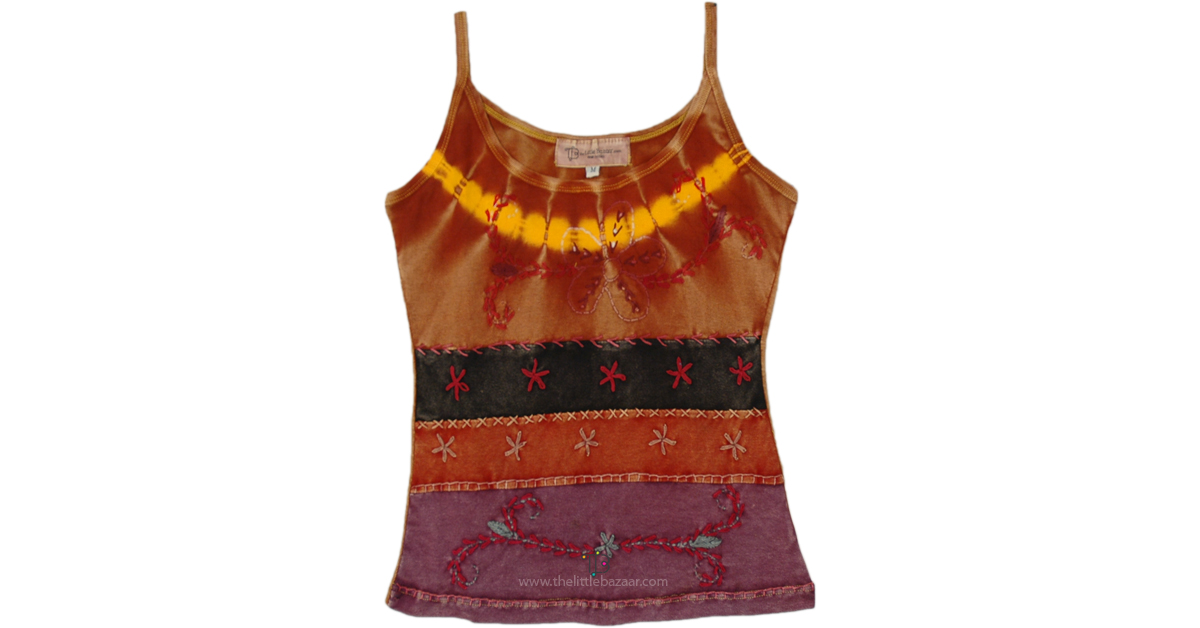 Ebullience Lush Tank Top with Embroidered Motifs | Tunic-Shirt | Yellow ...