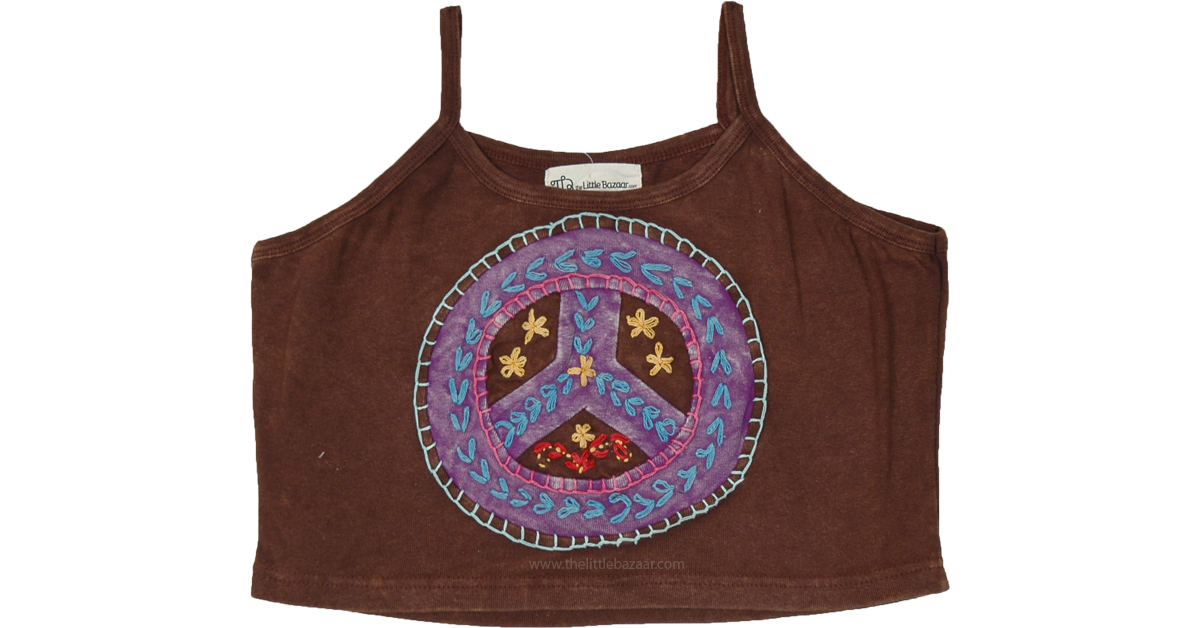 Royal Harmony Hippie Crop Tank Top | Tunic-Shirt | Brown | Sleeveless ...