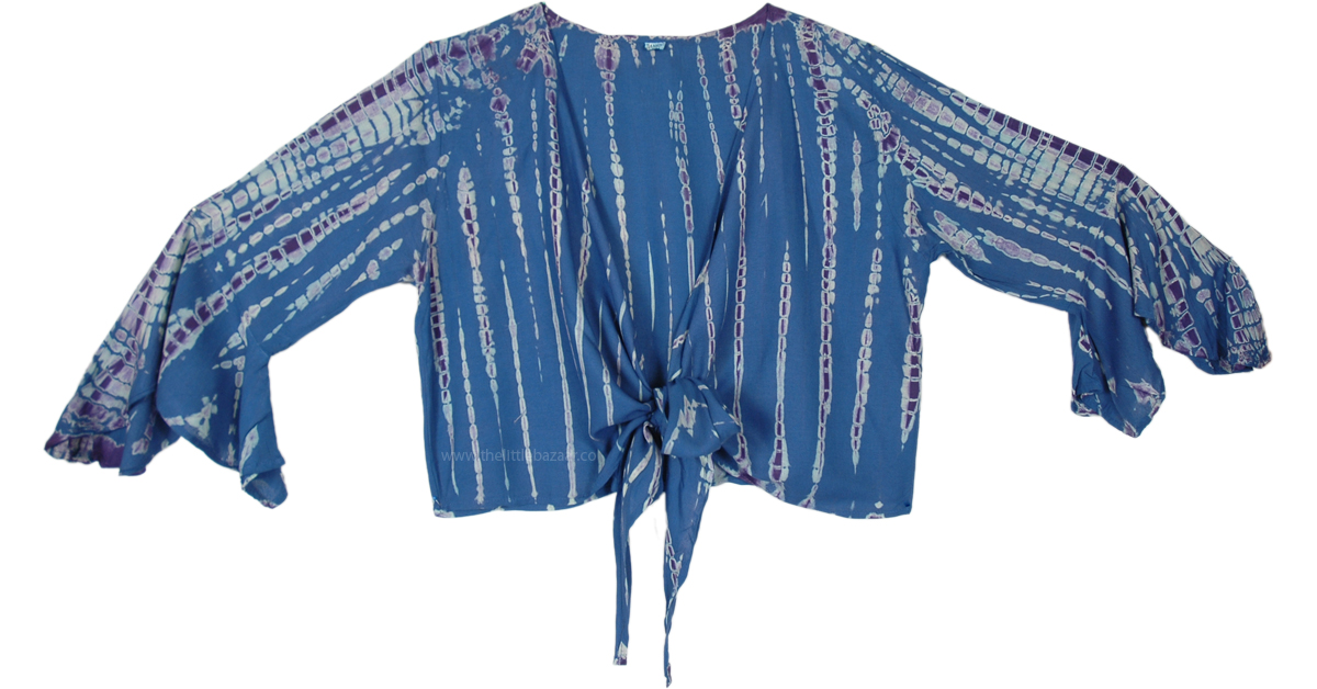 Genteel Blue Tie Dye Butterfly Top | Tunic-Shirt | Blue | Tie-Dye, Bohemian