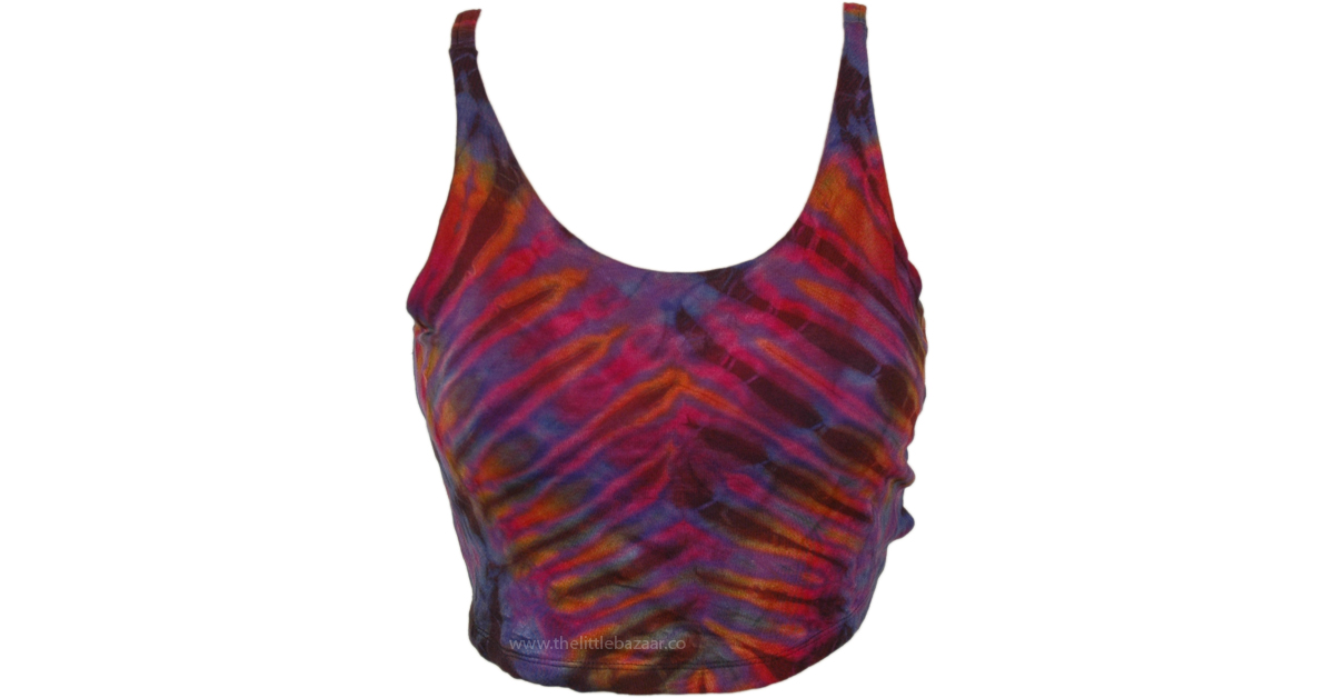 Purple Sizzle Tiedye Boho Crop Top | Tunic-Shirt | Purple | Sleeveless ...