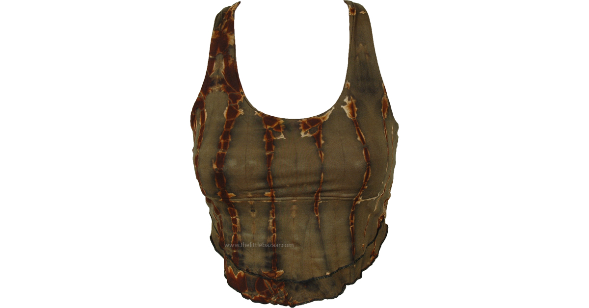 Green Mud Tiedye Soft Crop Top | Tunic-Shirt | Green | Sleeveless ...