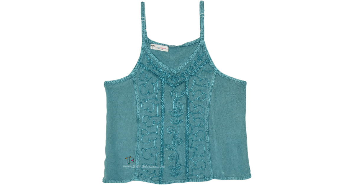 Boho Turquoise Vintage Soft Crop Top | Tunic-Shirt | Turquoise ...