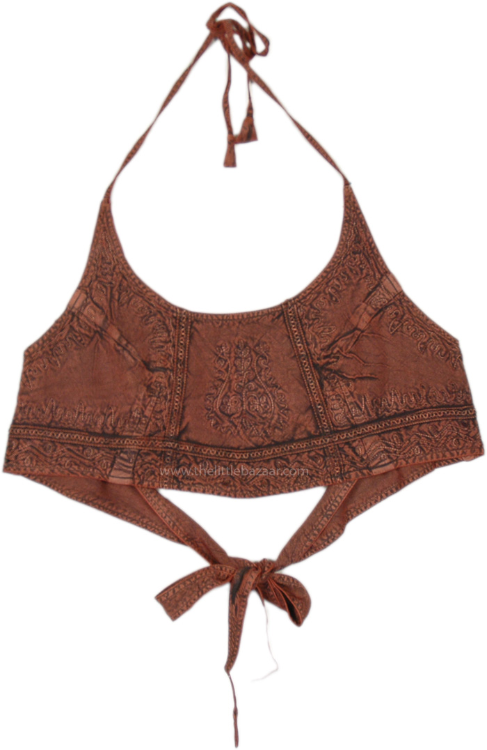 Brown Bask Halter Style Bralette Top | Tunic-Shirt | Brown ...